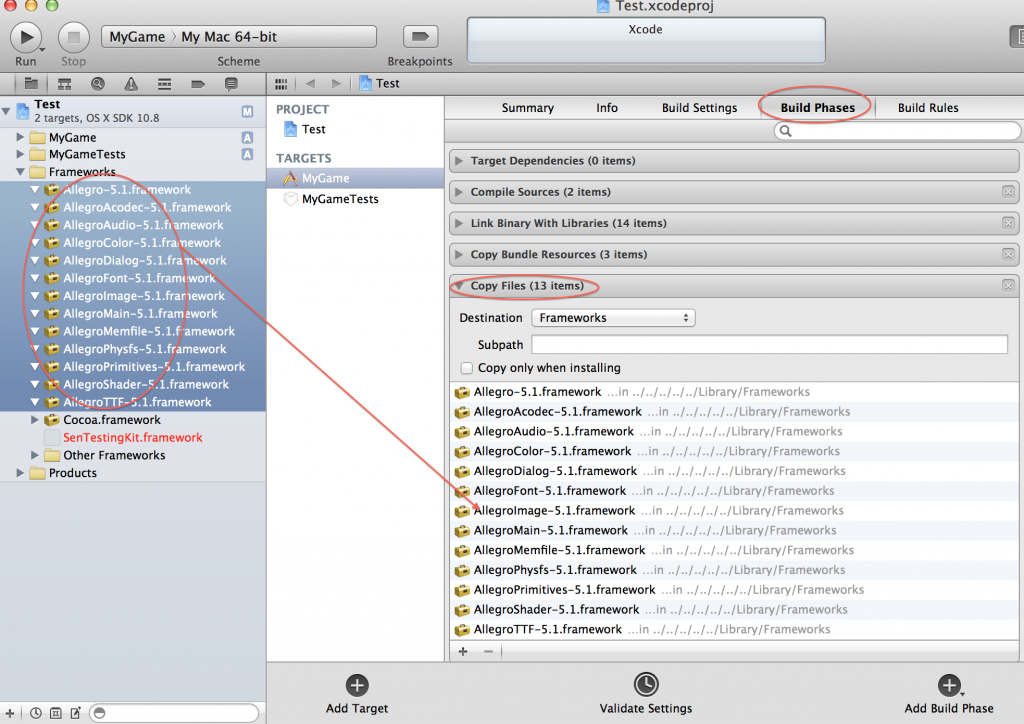 Getting started with Allegro 5.1 on Mac OS X 10.8 (Xcode 4.5, and homebrew) – Stefan Hendriks' blog